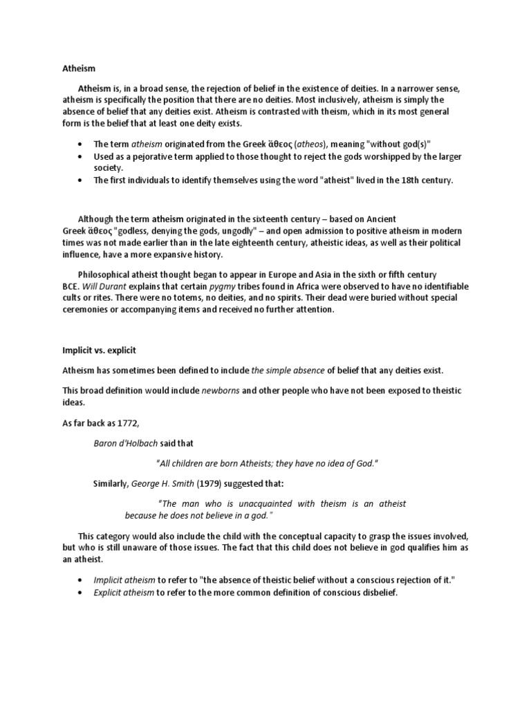 Atheism | PDF | Atheism | Psychological Attitude