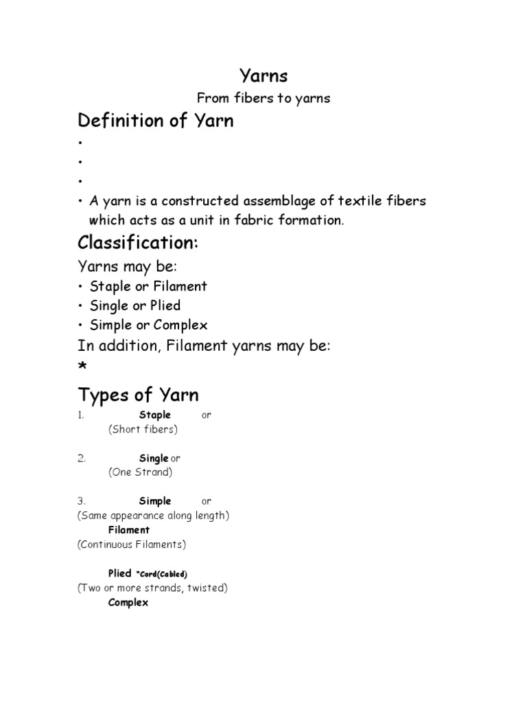 Yarn Classification | PDF | Yarn | Textile Arts