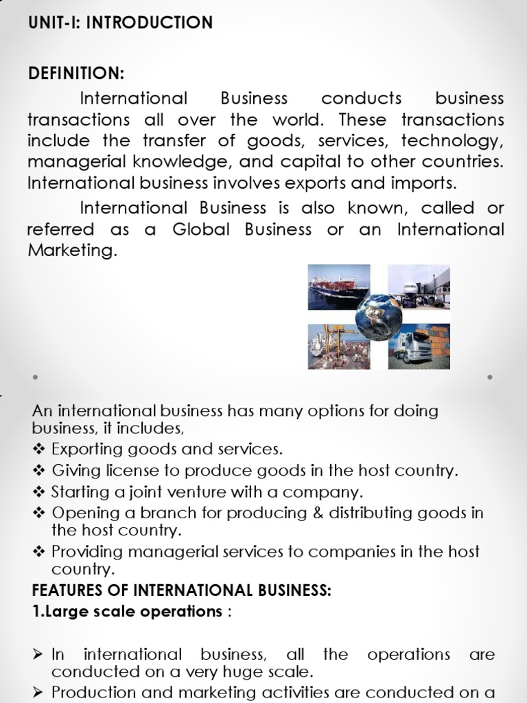 International Business Unit 1 | PDF | International Business | Norm ...