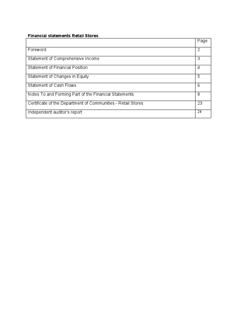 Retail Stores Financial Statements | PDF | Financial Audit | Audit