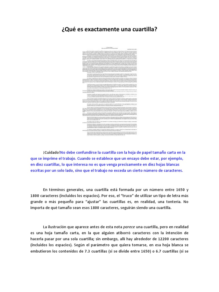 Qué Es Exactamente Una Cuartilla | PDF