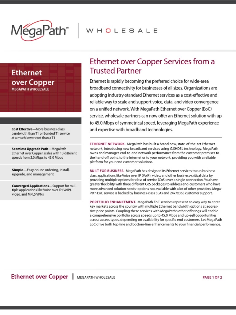 Ethernet Over Copper Services From A Trusted Partner | PDF | Internet ...
