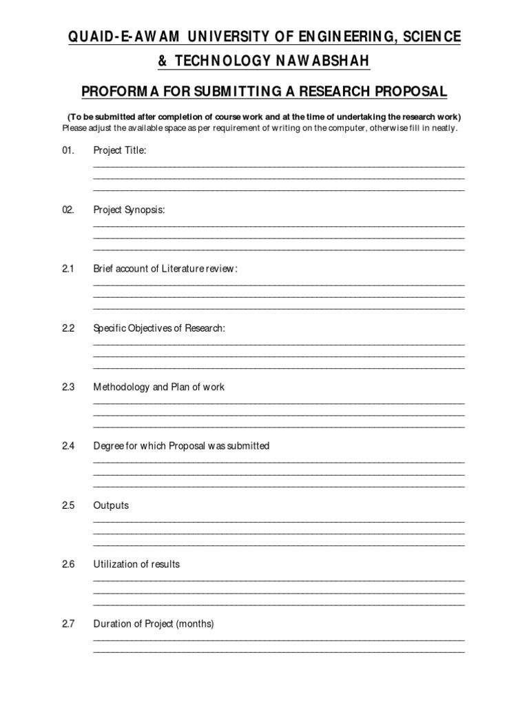 Proforma Research Proposal | PDF