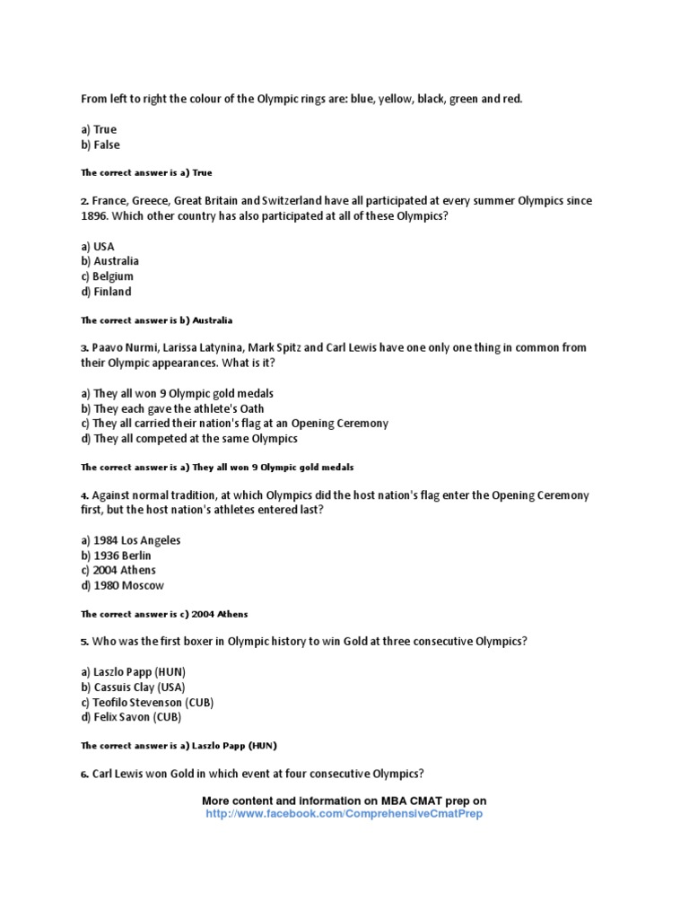 Olympic Games: Trivia and History | PDF | Summer Olympics | Olympic Games