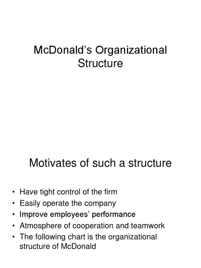 McDonalds Organization Structure | PDF
