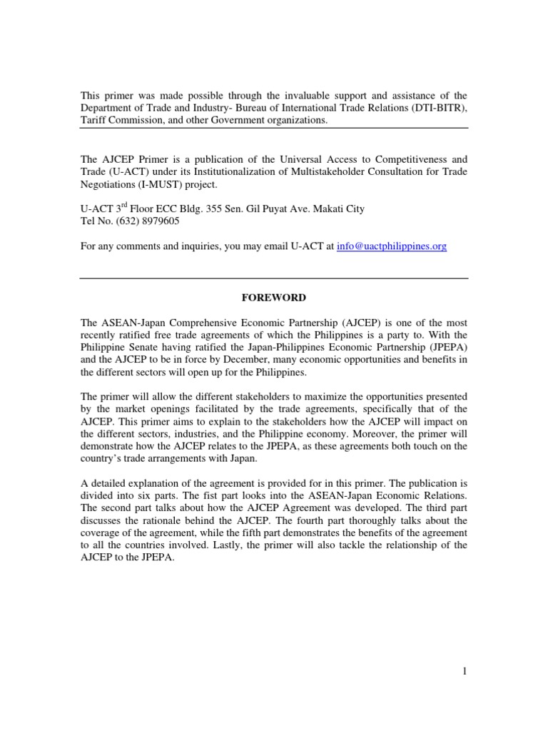 AJCEP | PDF | Association Of Southeast Asian Nations | International ...