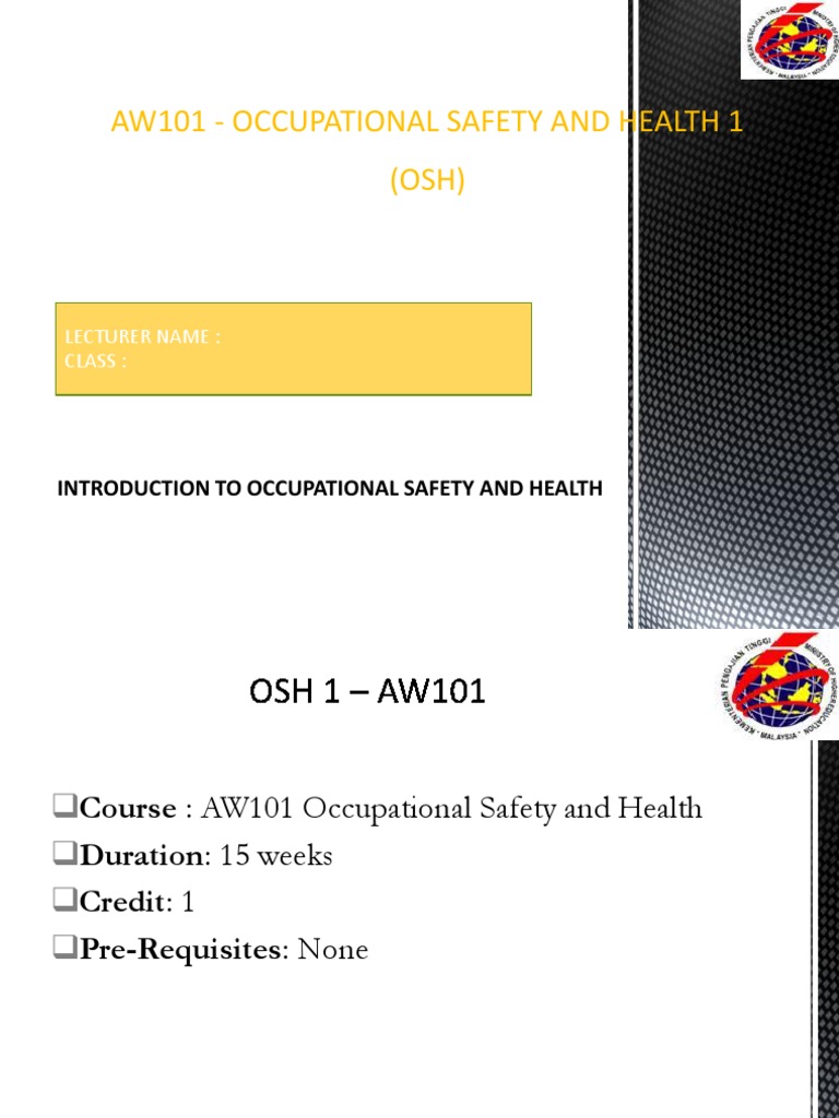Intro to Occupational Safety & Health | PDF | Occupational Safety And ...