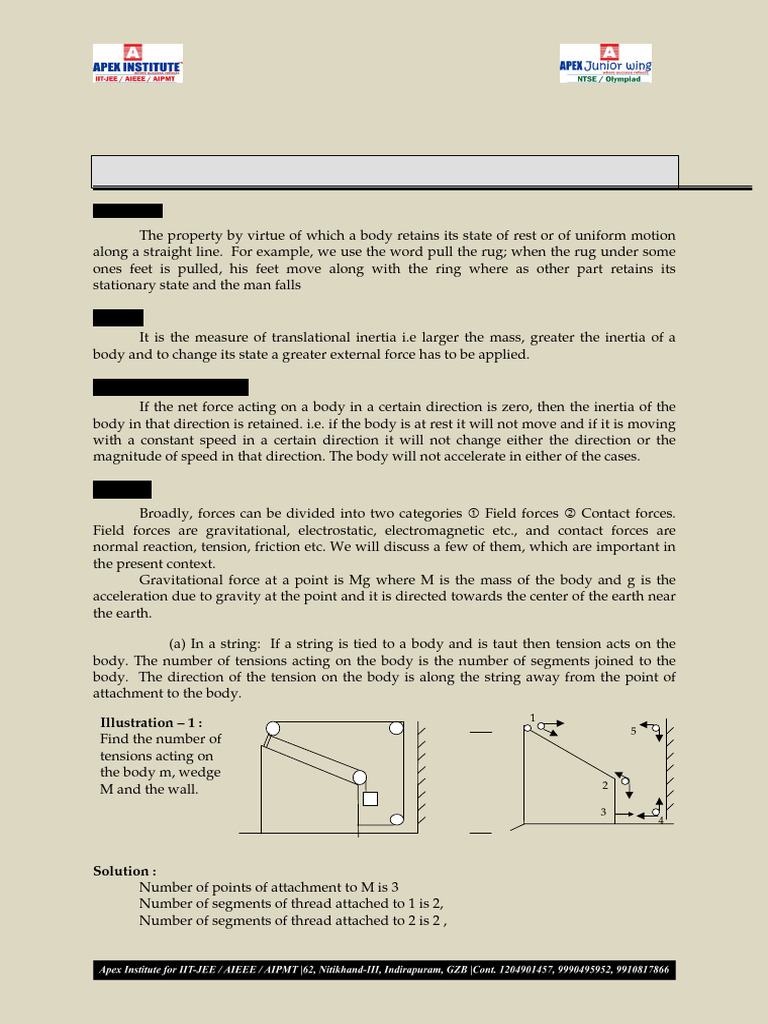 Study Material Force & Laws of Motion For AIEEE | PDF | Force | Friction