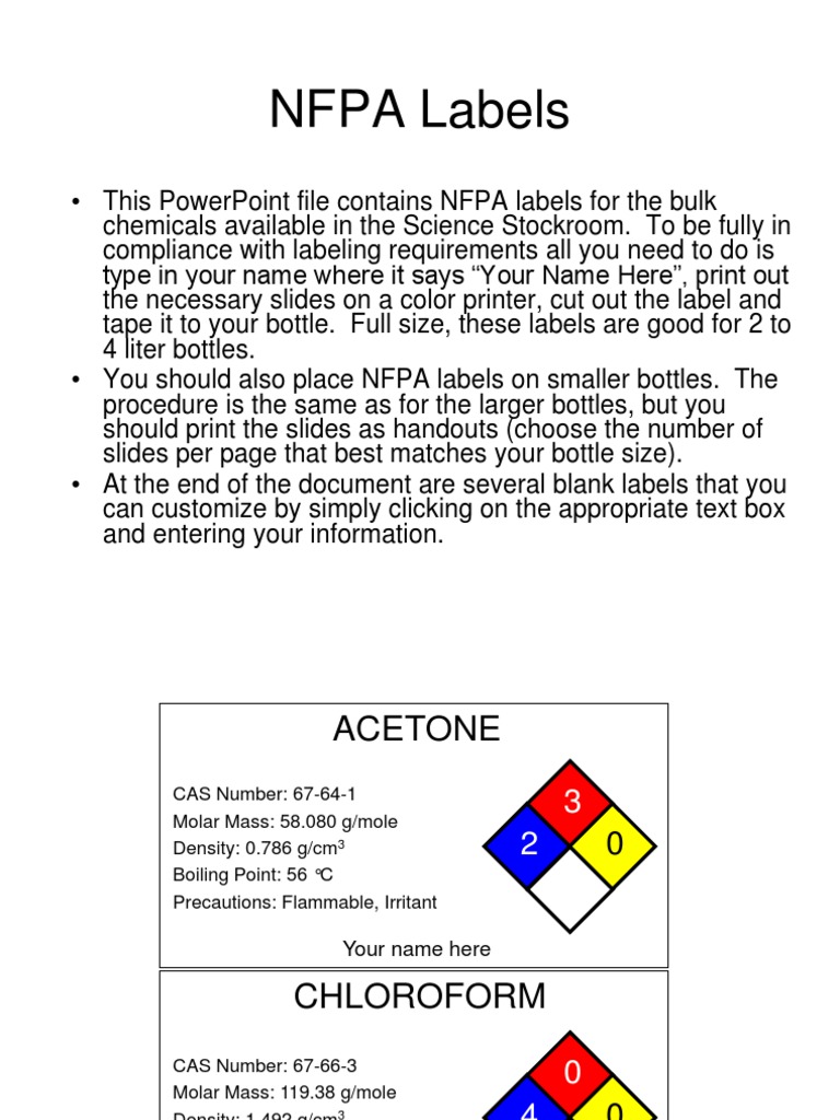NFPA Labels | PDF | Chemical Substances | Chemical Compounds