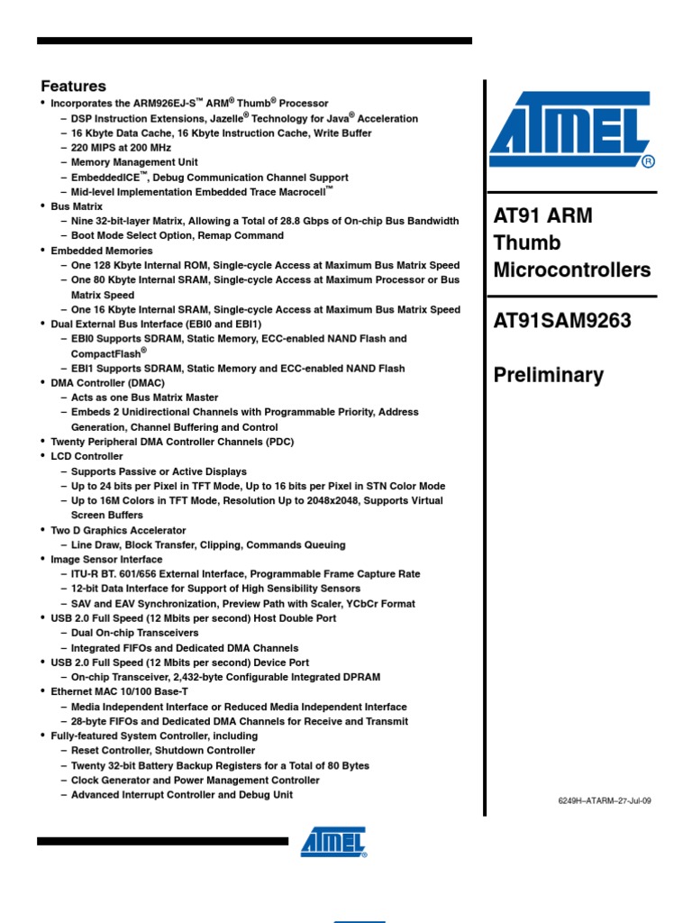 Atmel AT91SAM9263 Reference Manual | PDF | Booting | Random Access Memory
