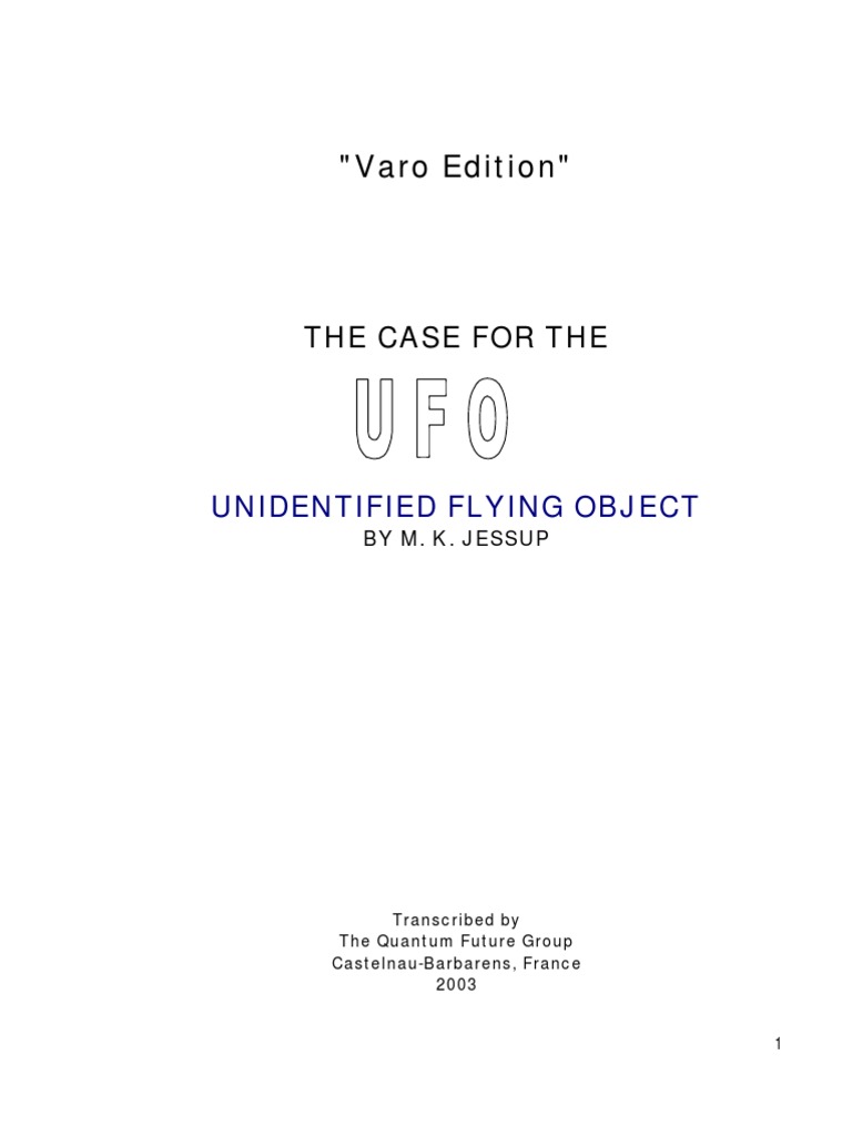 Case For The UFO by Morris K. Jessup | PDF | Unidentified Flying Object ...