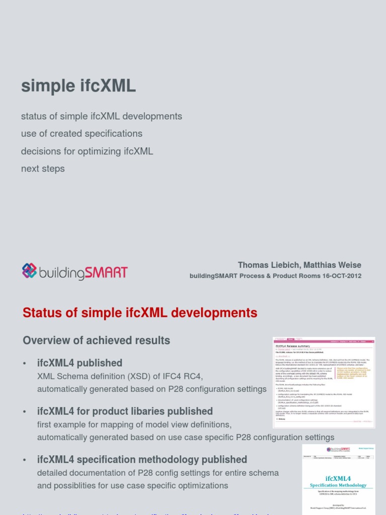 Simple IfcXML - Presentation Summary Phase1 | PDF | Xml Schema | Xml