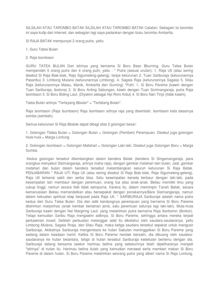 Tarombo Batak | PDF
