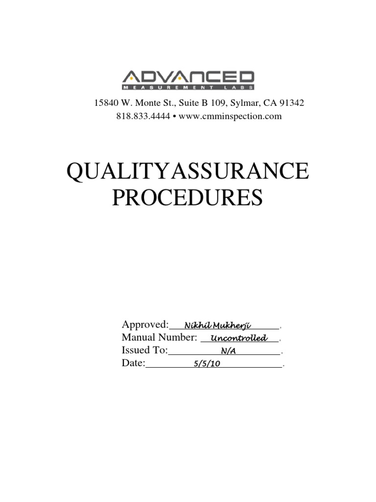 Quality Assurance Procedures | PDF | Quality Assurance | Iso 9000