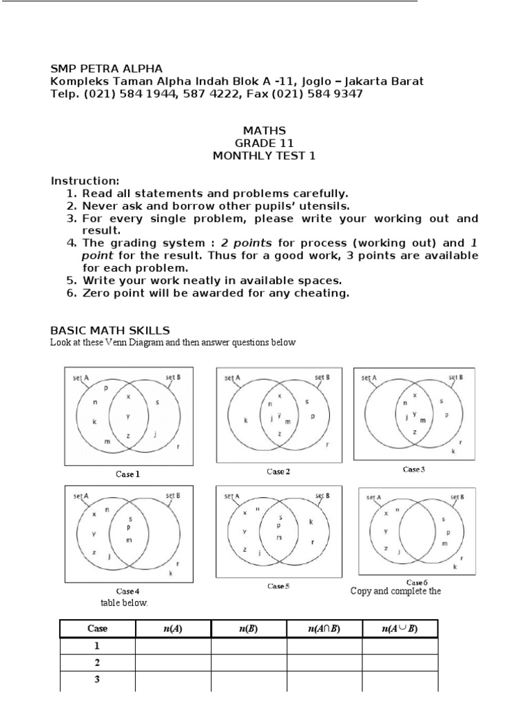 MATHS GRADE 11 - Sets and Venn Diagram | PDF | Discrete Mathematics ...