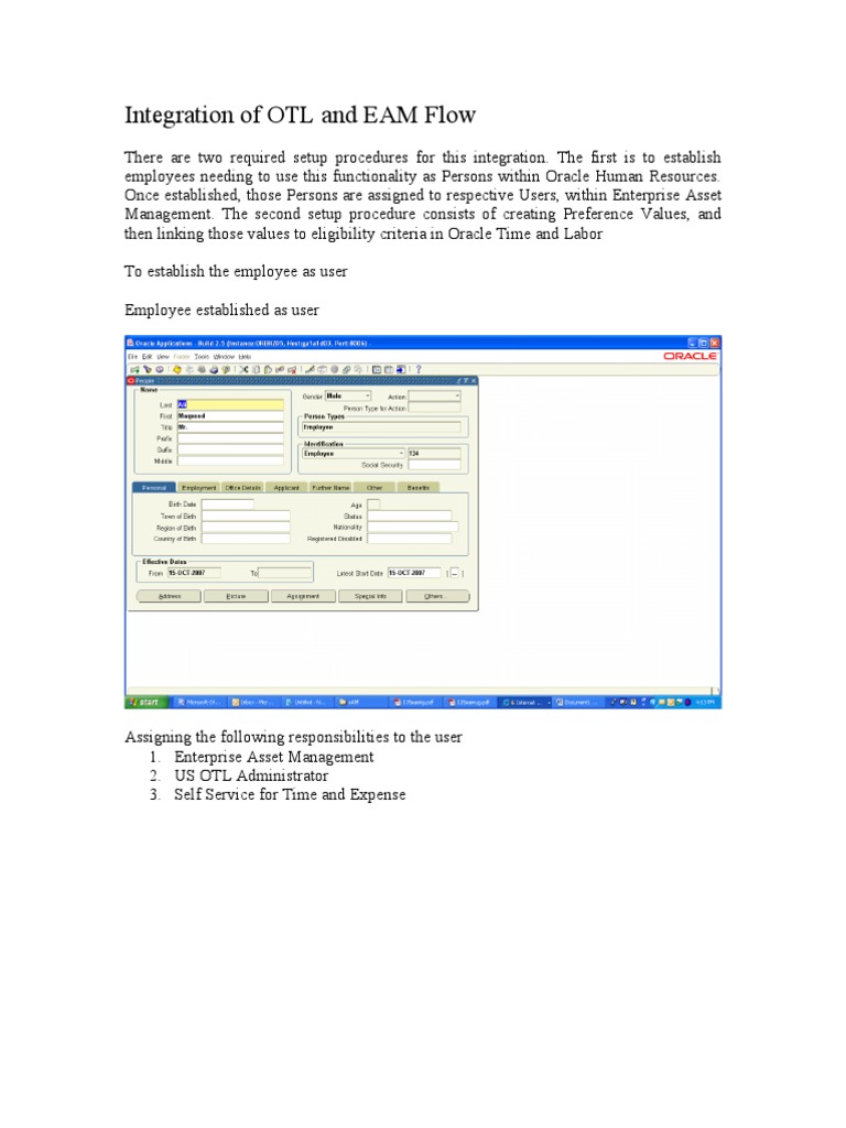 Oracle HR and EAM Integration Guide | PDF | Computers
