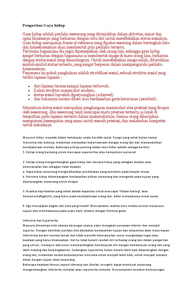 Pengertian Gaya Hidup | PDF