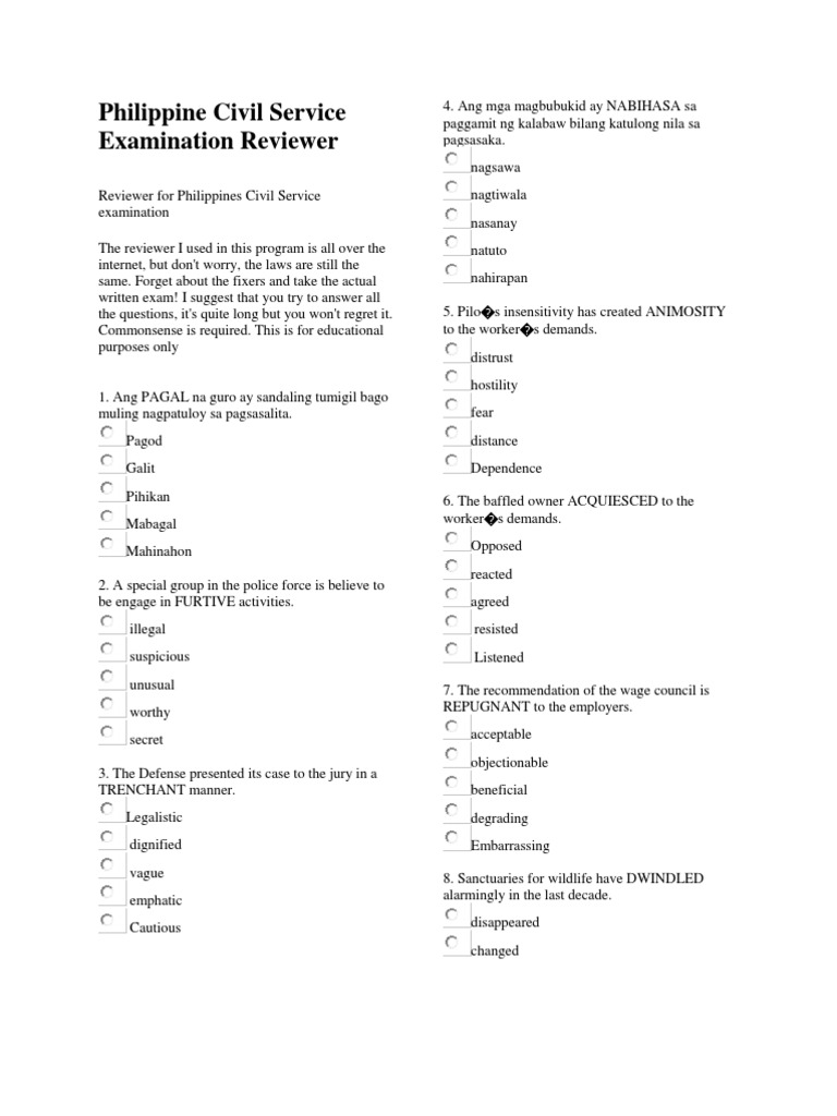 Philippine Civil Service Exam Reviewer | PDF | Global Warming | Search ...