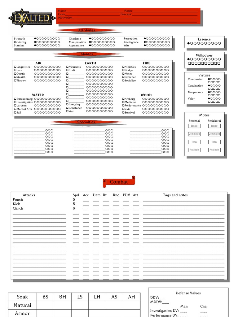 Ferrushin's Dragon-Blooded Character Sheet | PDF | Role Playing Games ...