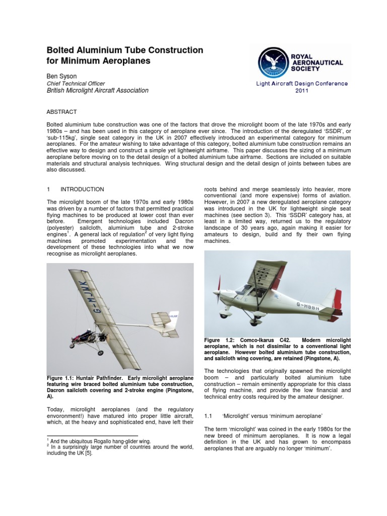 Bolted Aluminum Aircraft Airframe | PDF | Bending | Stress (Mechanics)