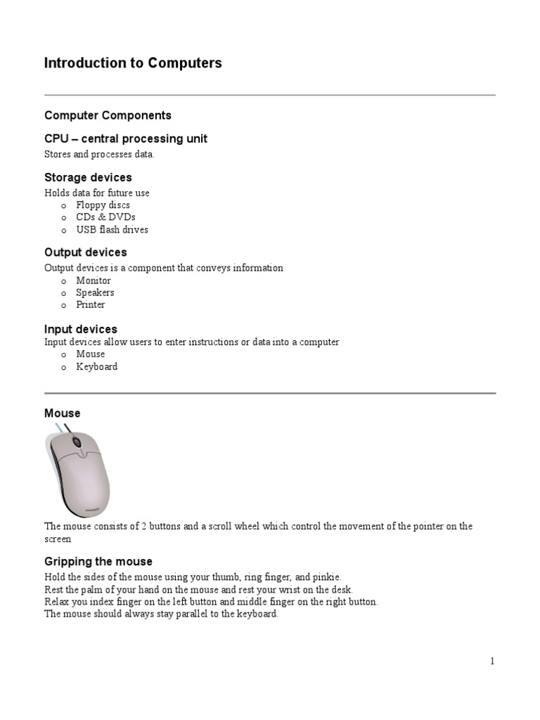 Introduction To Computers | PDF | Computer Keyboard | Point And Click