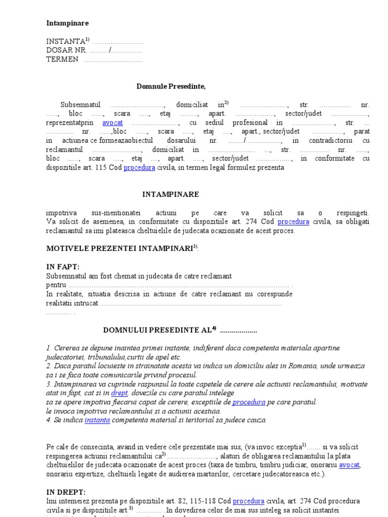 MODEL Intampinare | PDF