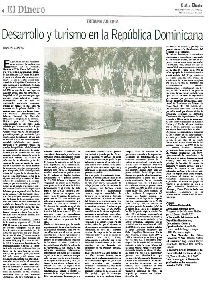 Desarrollo y Turismo en La República Dominicana, I | PDF | Turismo ...