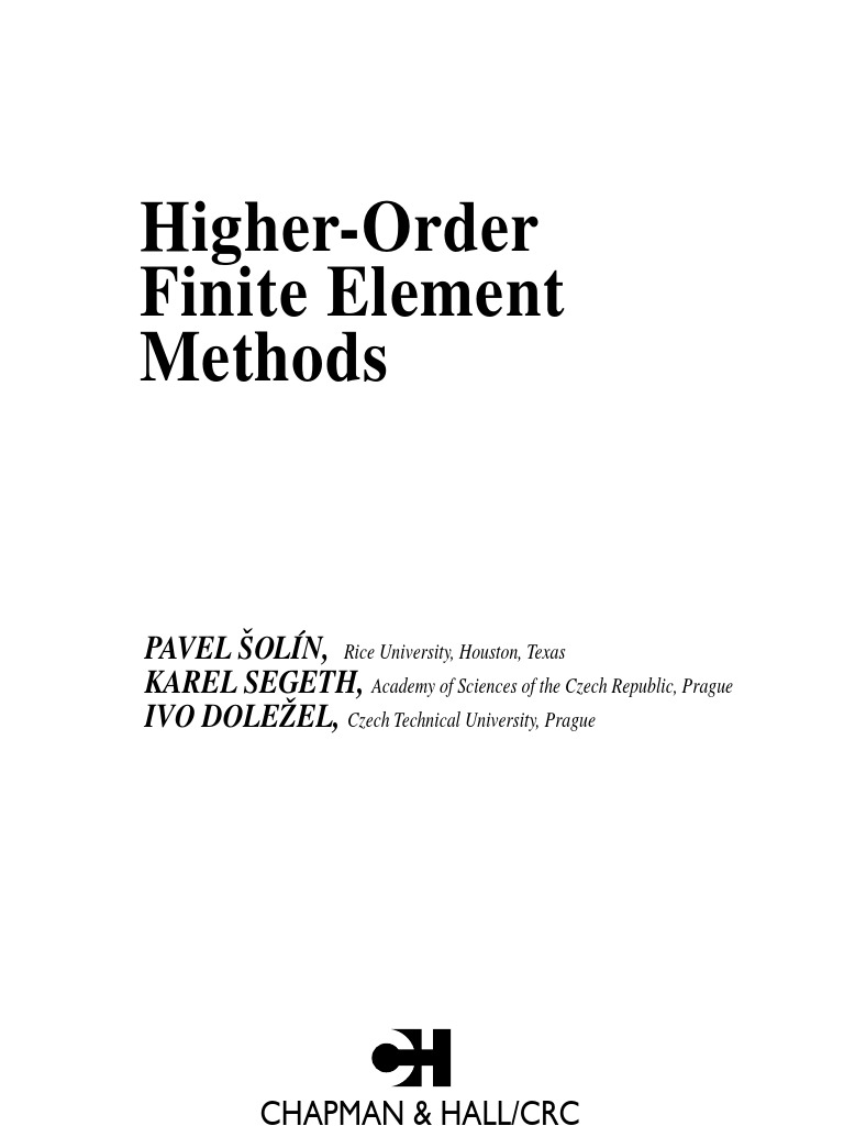Higher Order Finite Element Methods Pavel Solin Download Free Pdf Numerical Analysis