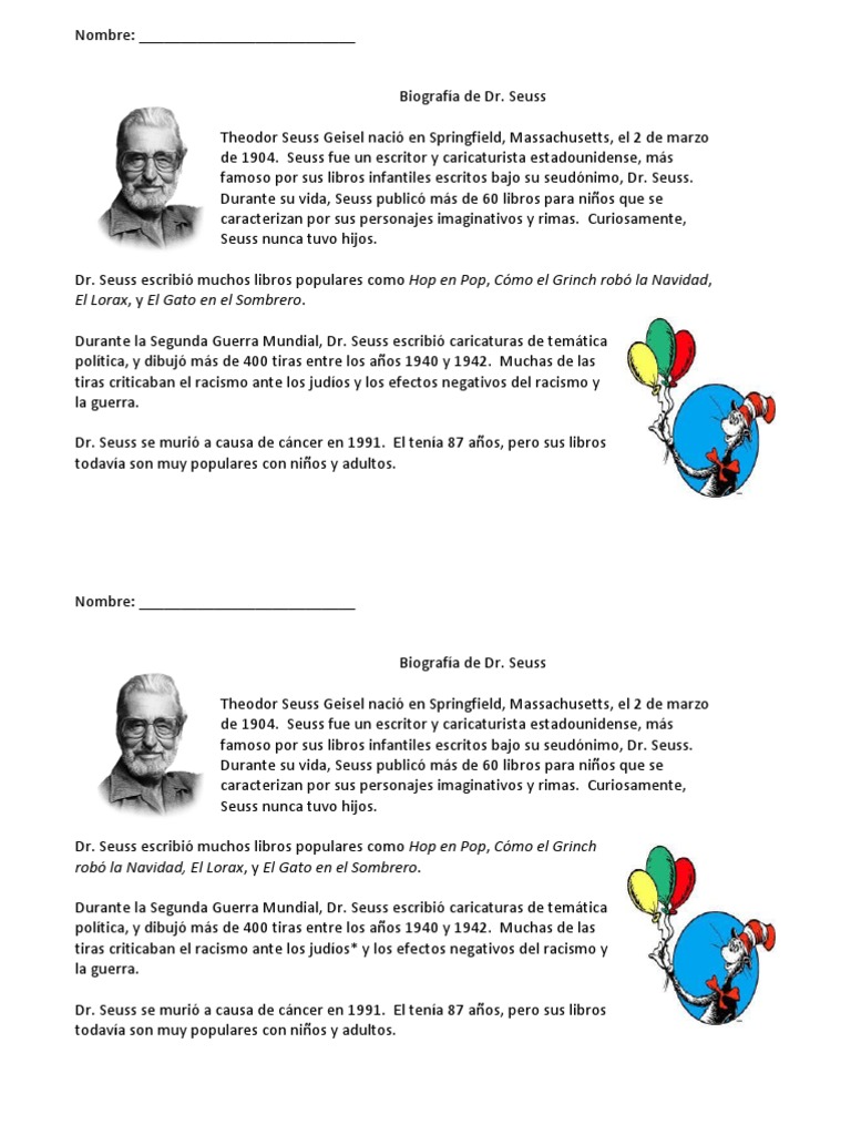 Biografía de Dr. Seuss | PDF | Dr. Seuss