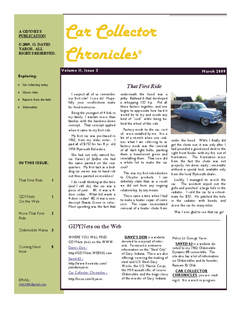 Car Collector Chronicles 03-09 | PDF | Cars Of The United States ...