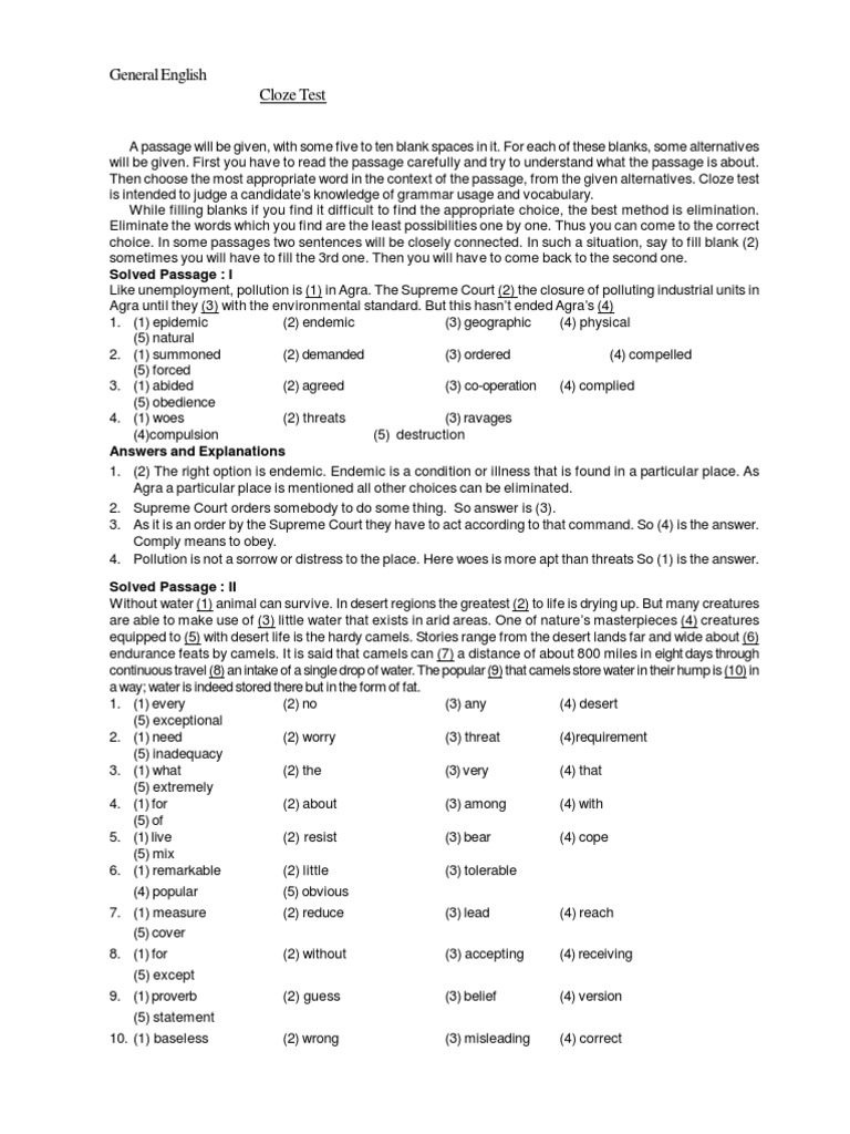 Cloze Test | Download Free PDF | Mahatma Gandhi | Genetics