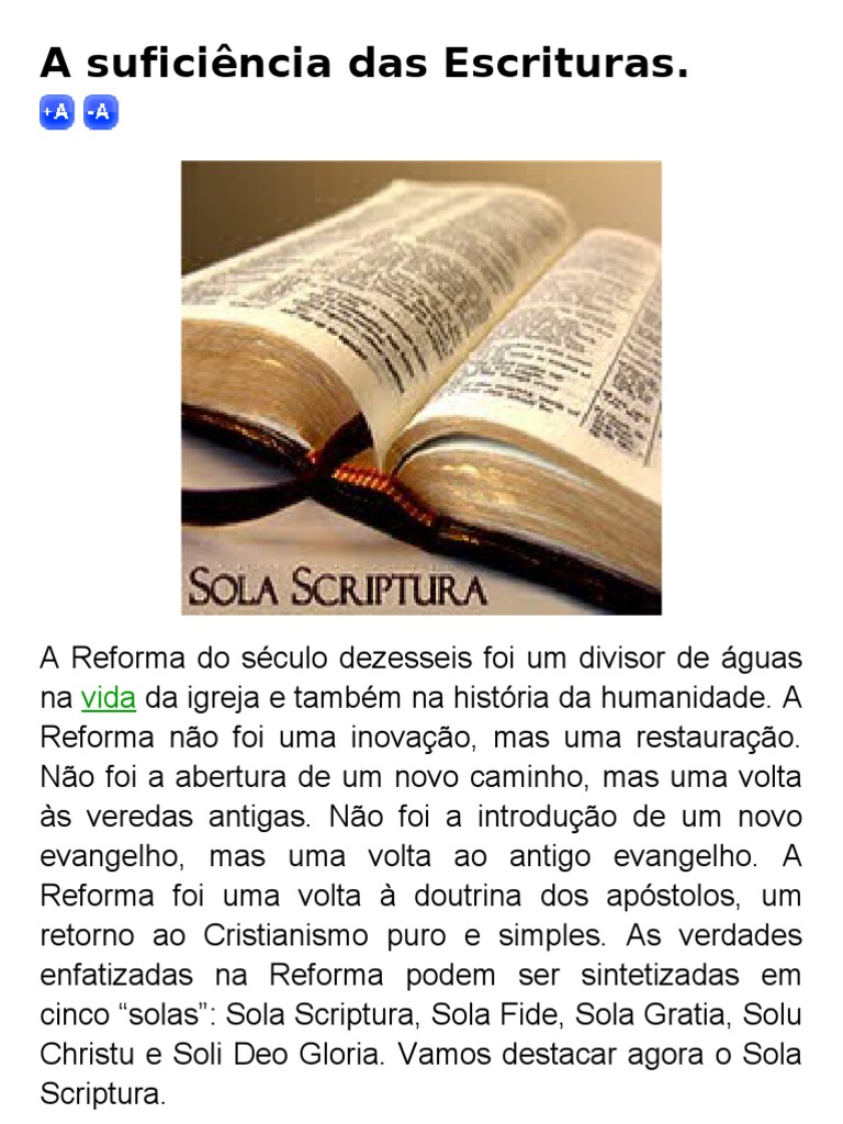 A Suficiência Das Escrituras | PDF | Sola scriptura | Bíblia