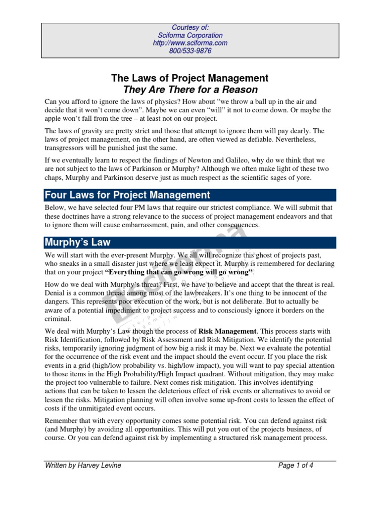 The Laws of Project Management PDF | PDF | Risk | Risk Management