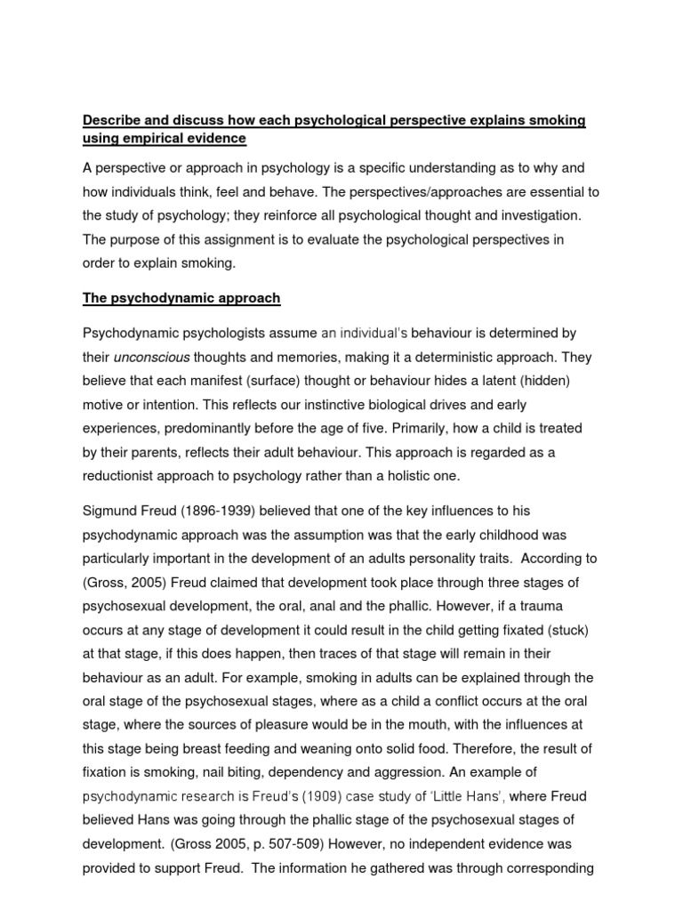 Describe and Discuss How Each Psychological Perspective Explains ...