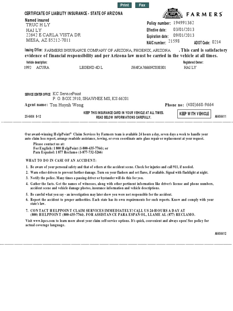 farmers insurance ID | Insurance | Transport