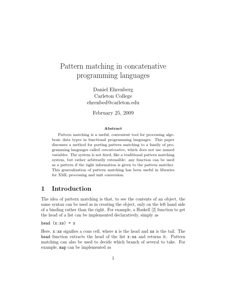 Pattern Matching in Concatenative Languages | PDF | Function (Mathematics) | Formalism (Deductive)