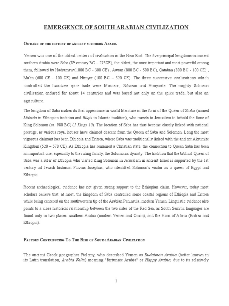 Ancient Kingdom: Saba' | PDF | Queen Of Sheba | Solomons