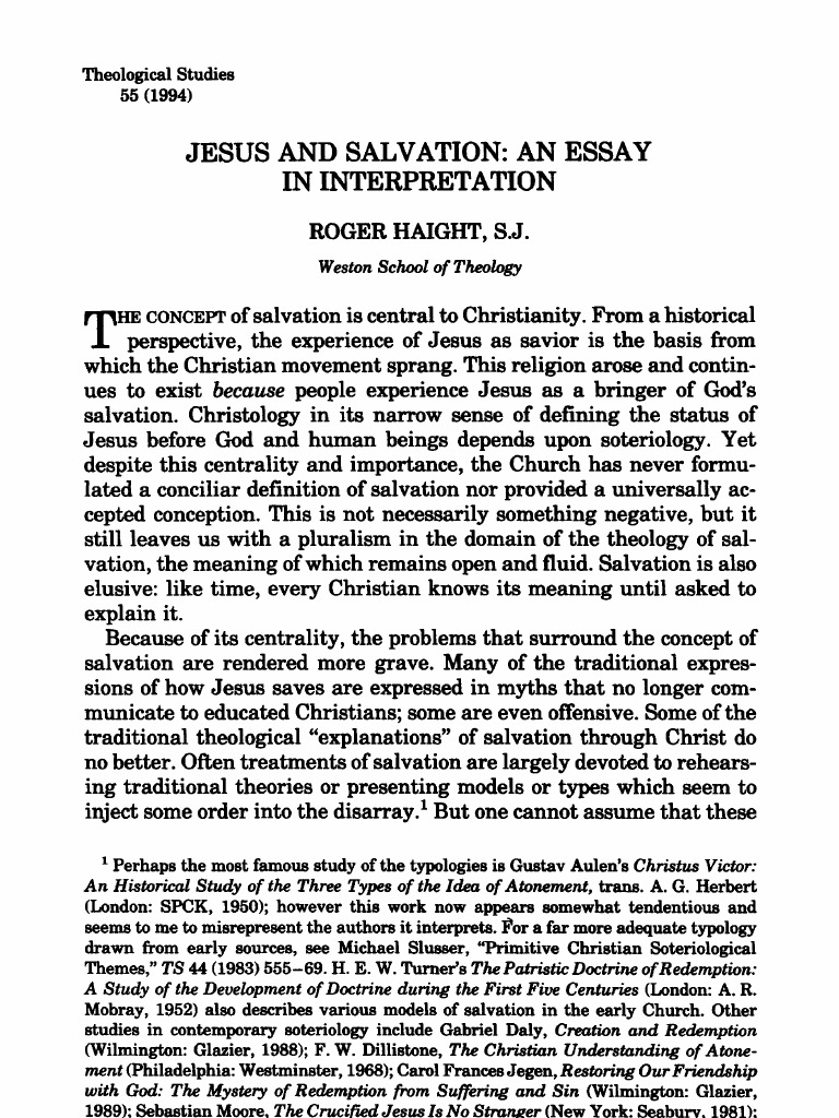 Robert Haight - Jesus and Salvation | PDF | Jesus | Salvation