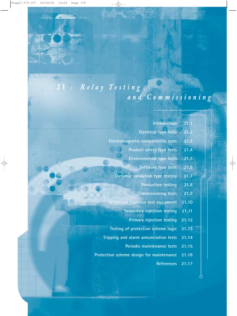 21 Relay Testing And Commissioning Pdf Electromagnetic