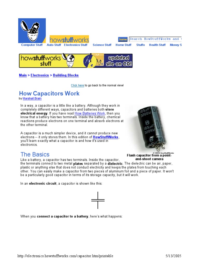 How Capacitors Work: The Basics | PDF | Capacitor | Battery (Electricity)