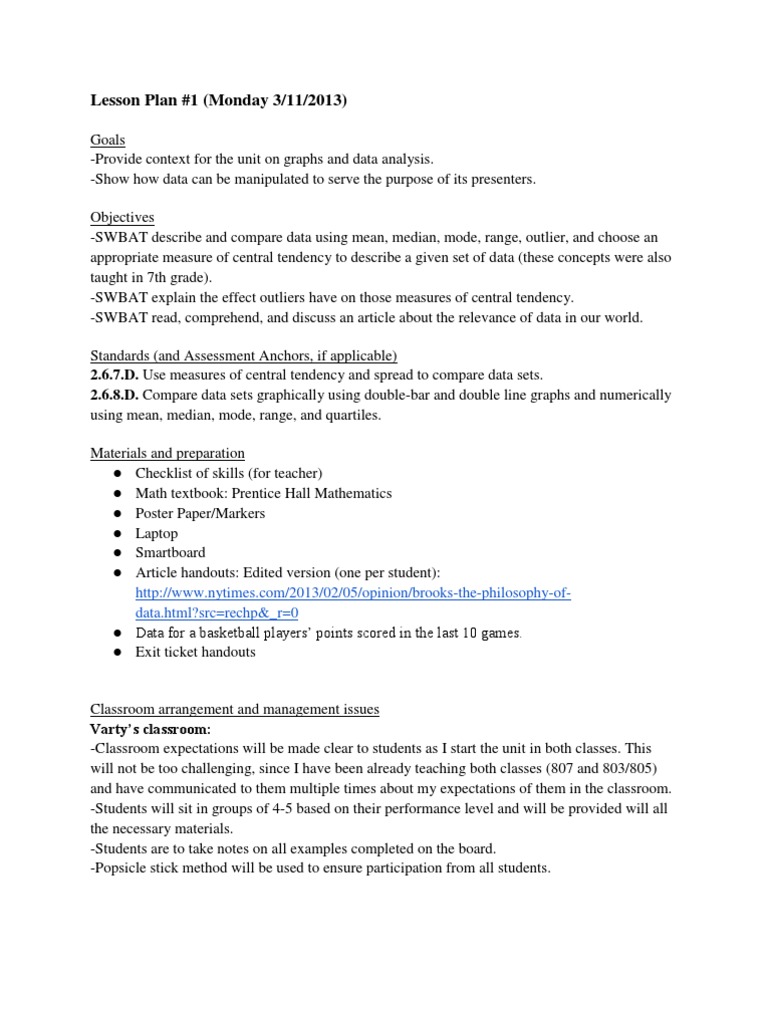 Lesson Plan #1 | PDF | Lesson Plan | Classroom