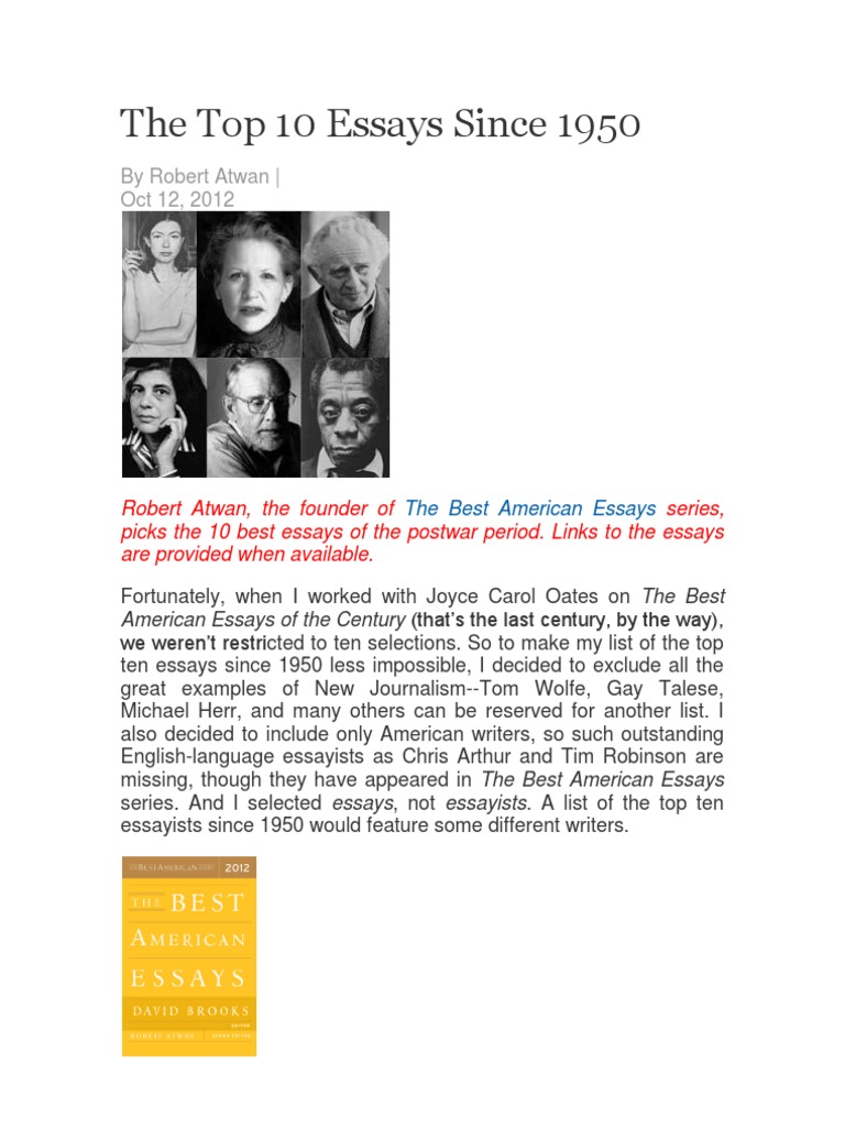The Top 10 Essays Since 1950 | PDF | Essays