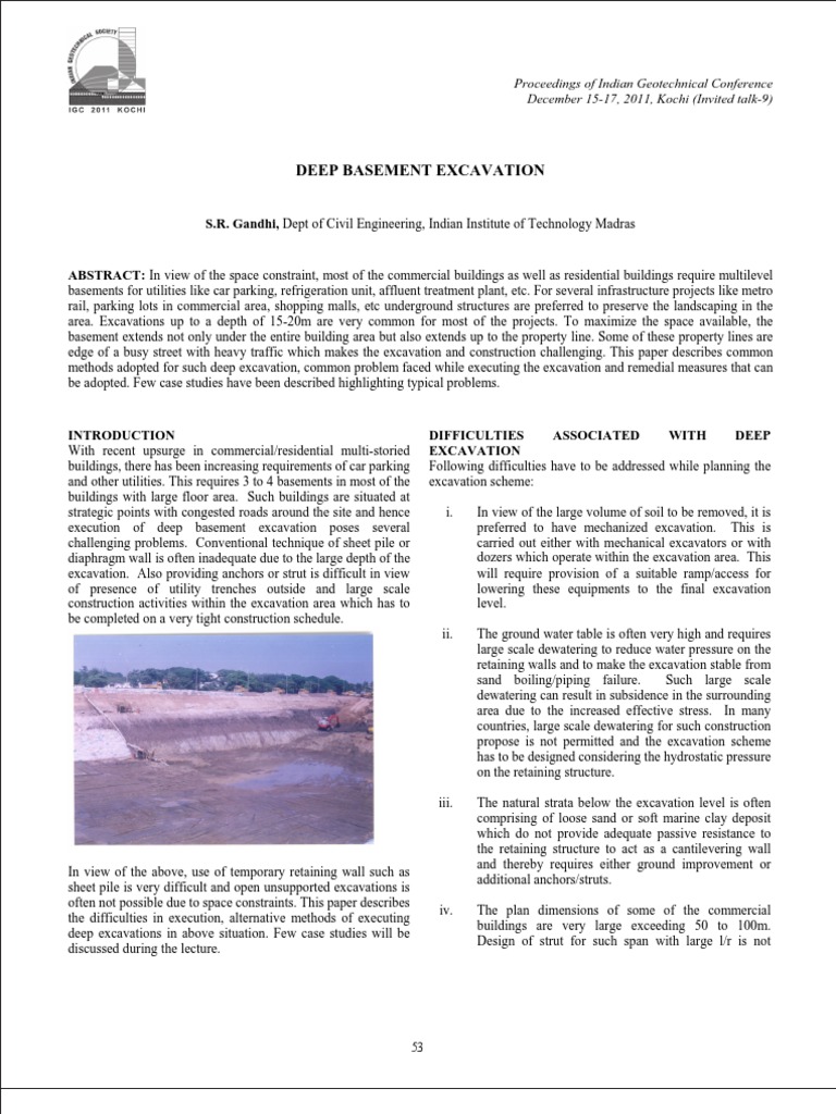 Deep Basement Excavation | PDF | Deep Foundation | Basement
