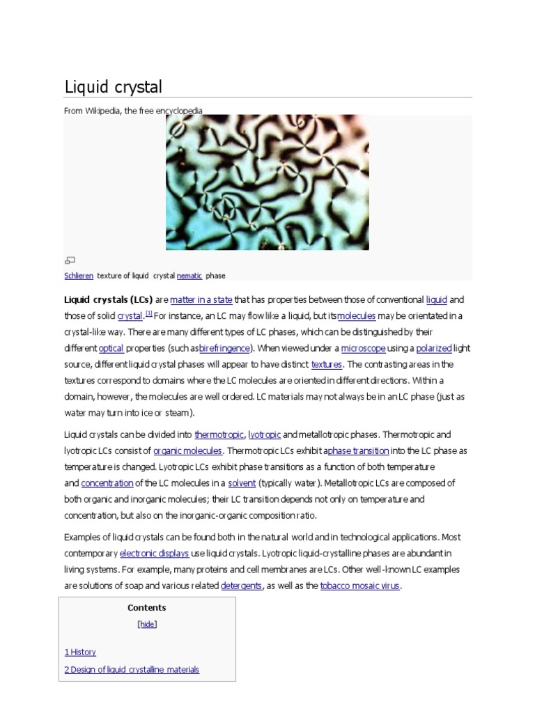 Liquid Crystal | PDF | Liquid Crystal | Applied And Interdisciplinary Physics