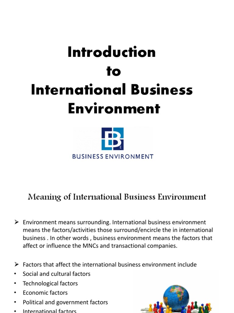 To International Business Environment | PDF | International Business ...