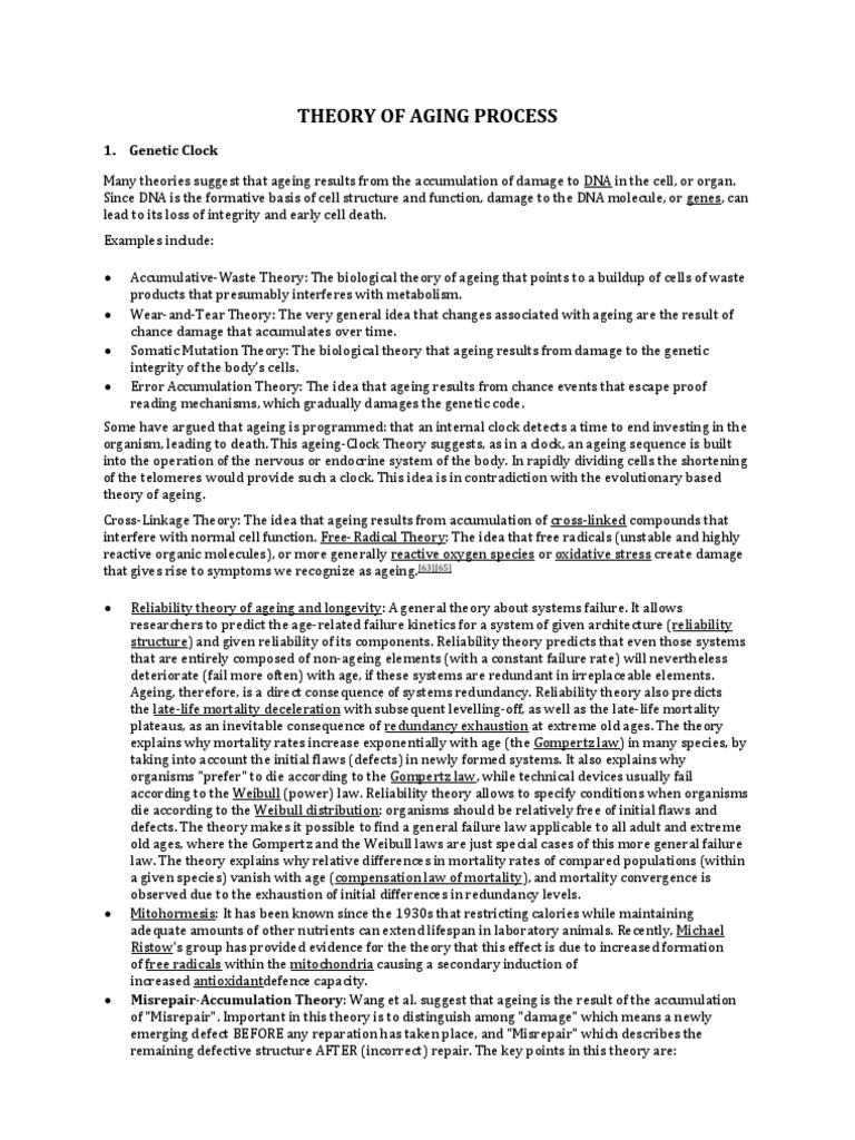 Theory of Aging Process | PDF | T Helper Cell | Mitochondrial Dna