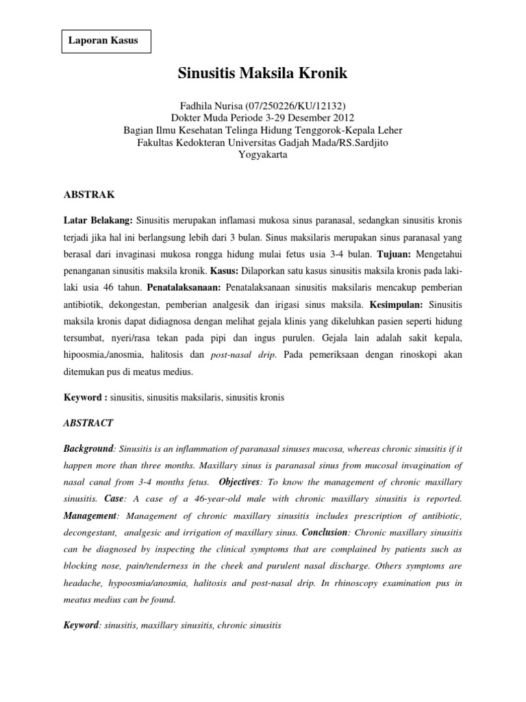 Laporan Kasus Sinusitis | PDF