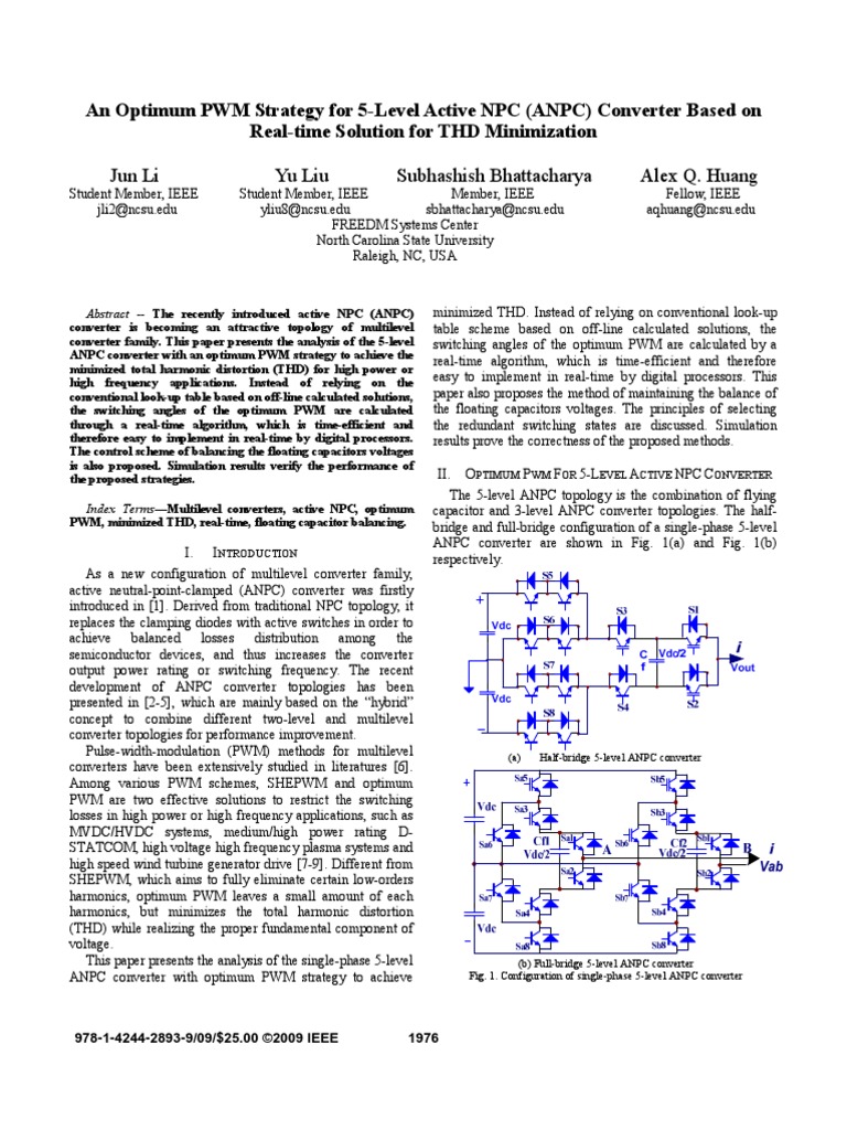 An Optimum PWM Strategy For 5-Level Active NPC (ANPC) Converter Based On Real-Time Solution For ...