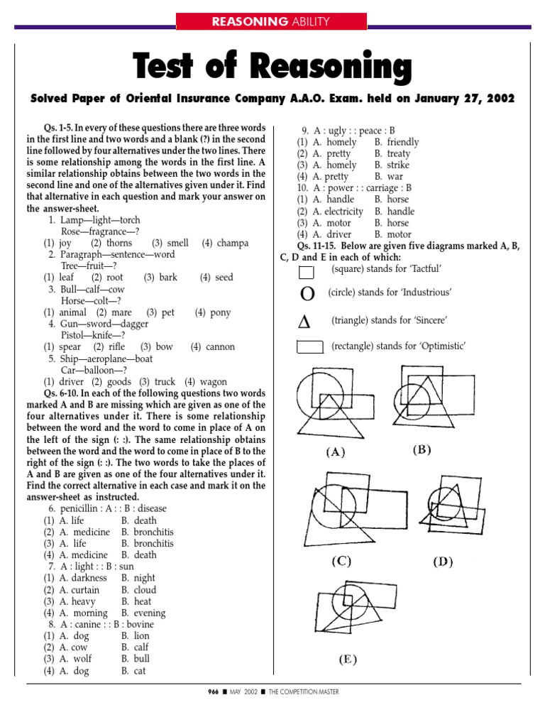 Test of Reasoning15 | PDF | Mechanical Engineering | Nature