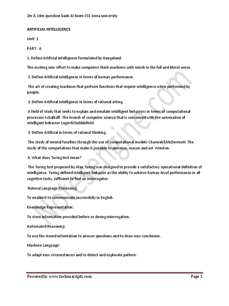 Annauniversity CSE 2marks AI | PDF | Bayesian Network | Interpretation (Logic)